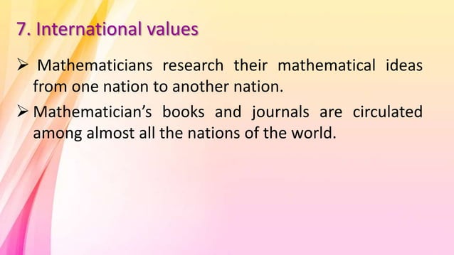 Values of learning mathematics & correlation of mathematics | PPTX ...