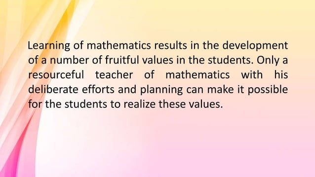 Values of learning mathematics & correlation of mathematics | PPTX ...