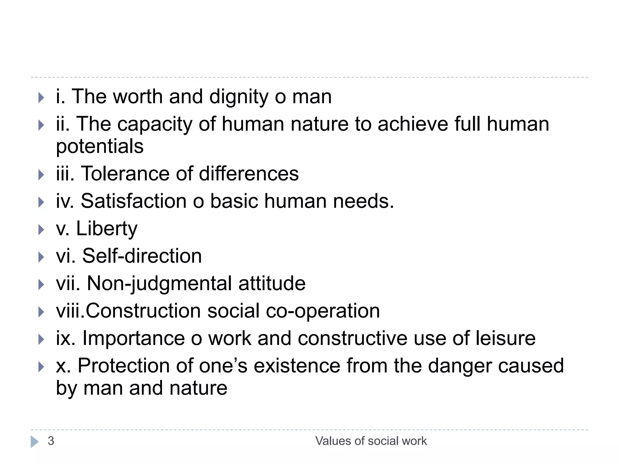 Values of social work | PPTX | Family and Relationships
