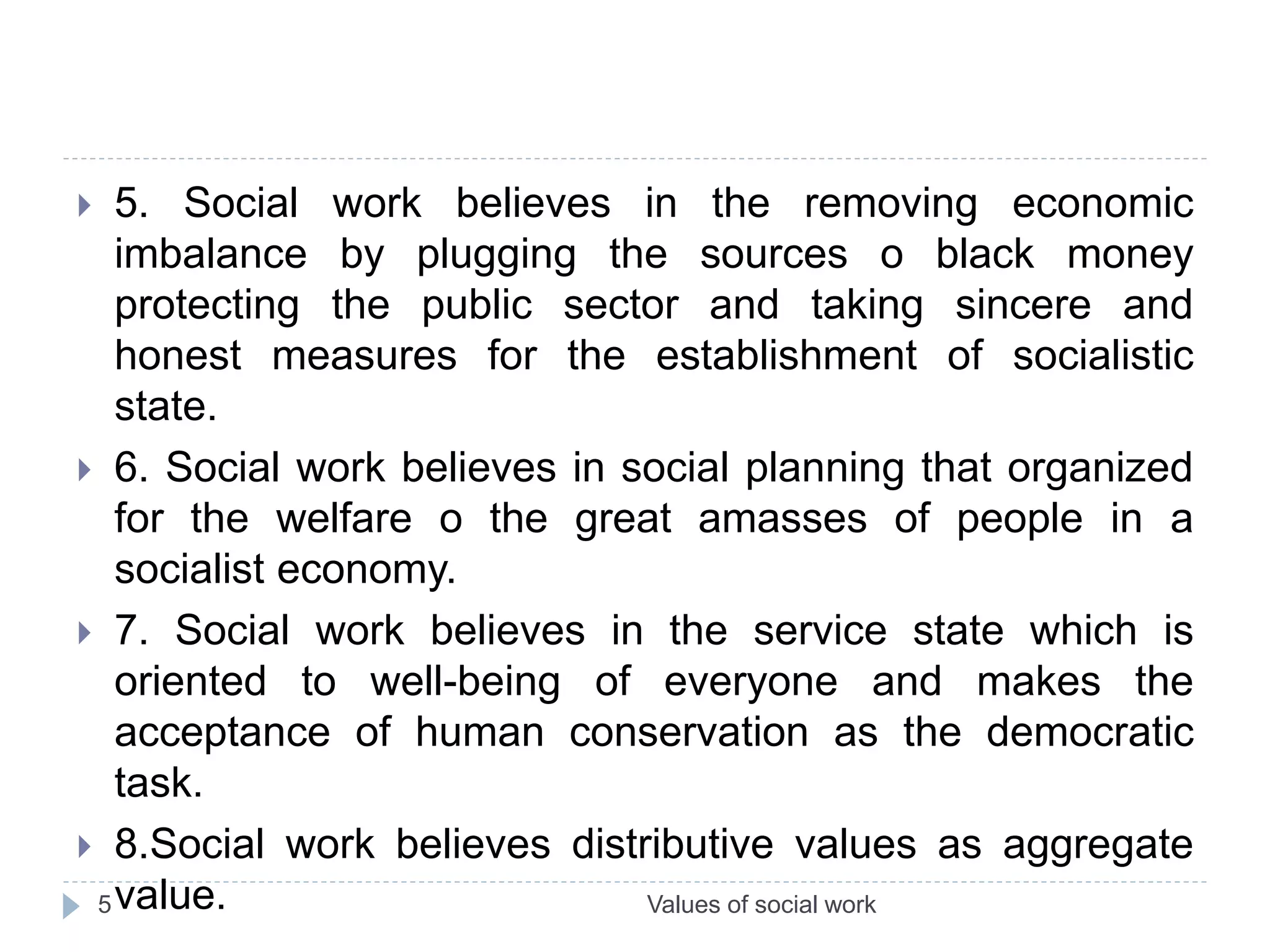 Values of social work | PPTX | Family and Relationships