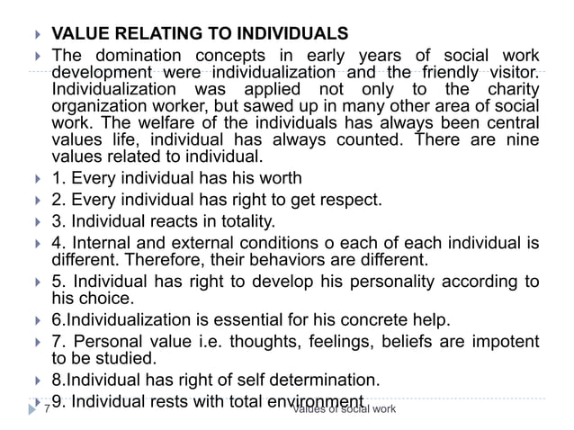 Values of social work | PPTX | Family and Relationships