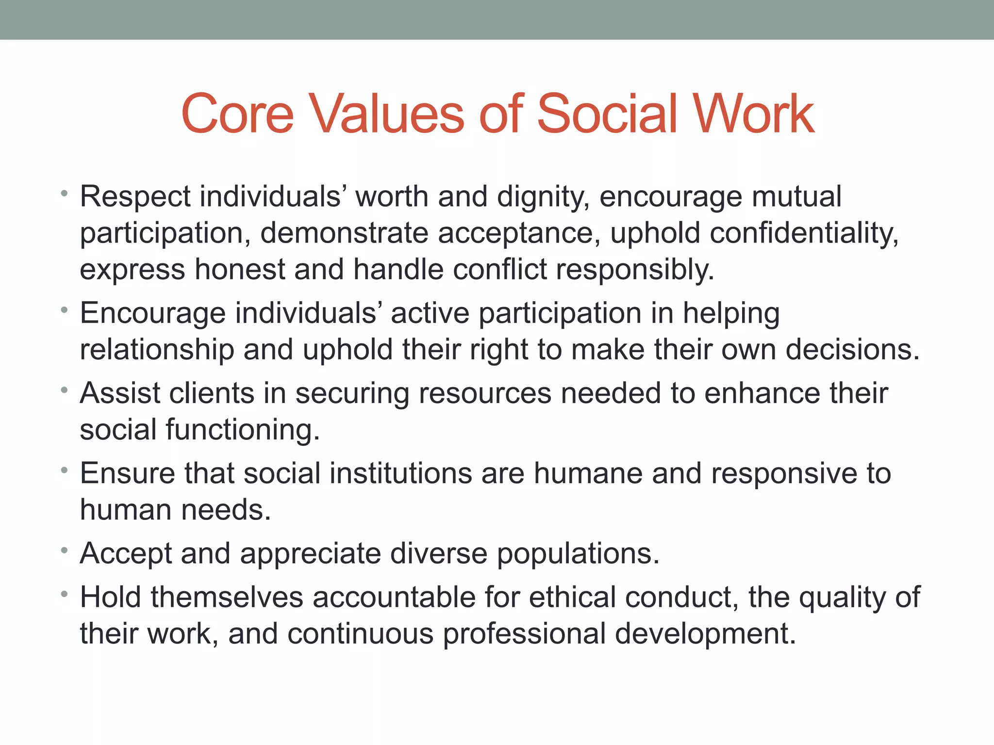 Values of social work | PPSX