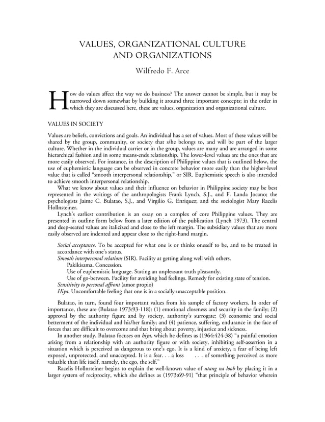 Values, Organizational Culture | PDF