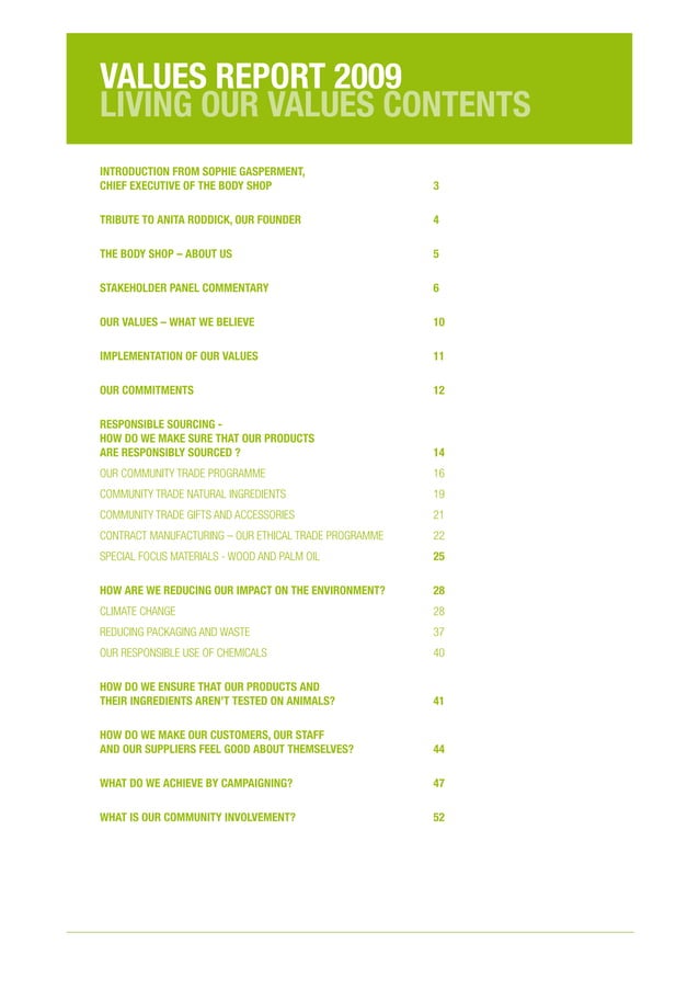 Body Shop Values report | PDF