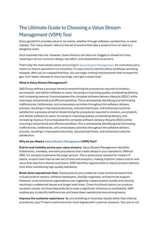 The Ultimate Guide to Choosing a Value Stream Management (VSM) Tool | PDF