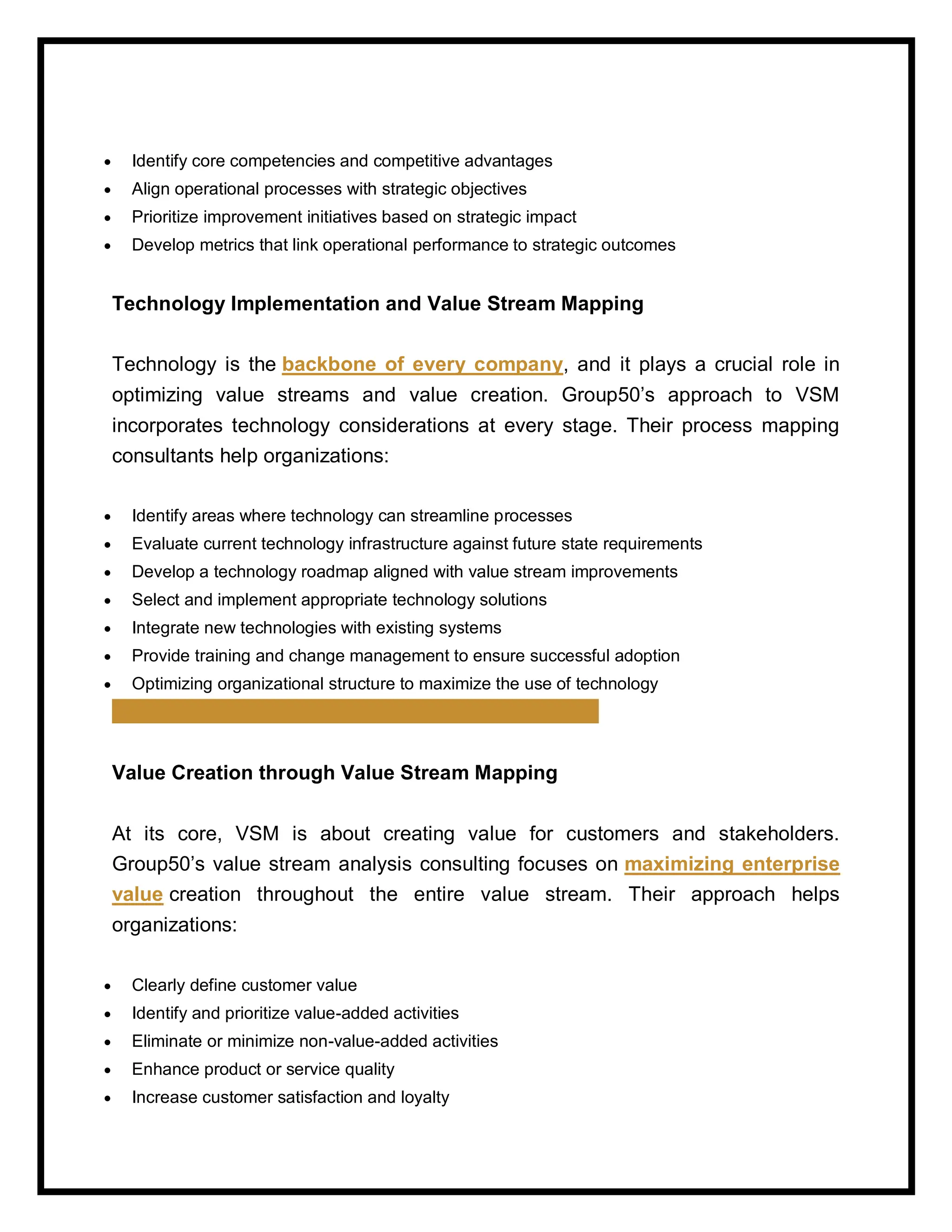 Value Stream Mapping - Group50 Consulting | PDF