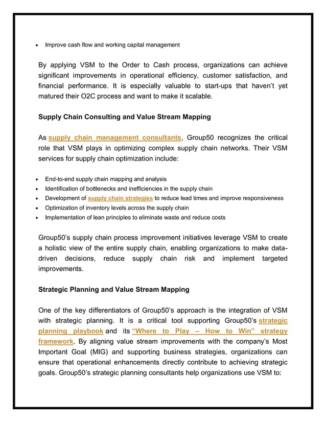 Value Stream Mapping - Group50 Consulting | PDF