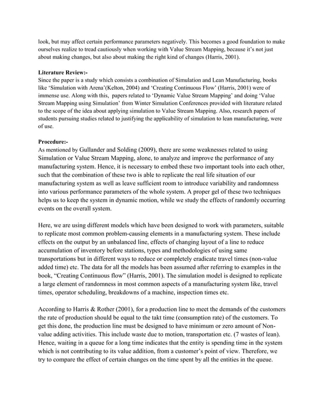 Value stream mapping using simulation with ARENA | DOCX