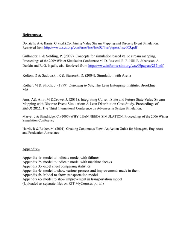 Value stream mapping using simulation with ARENA | DOCX