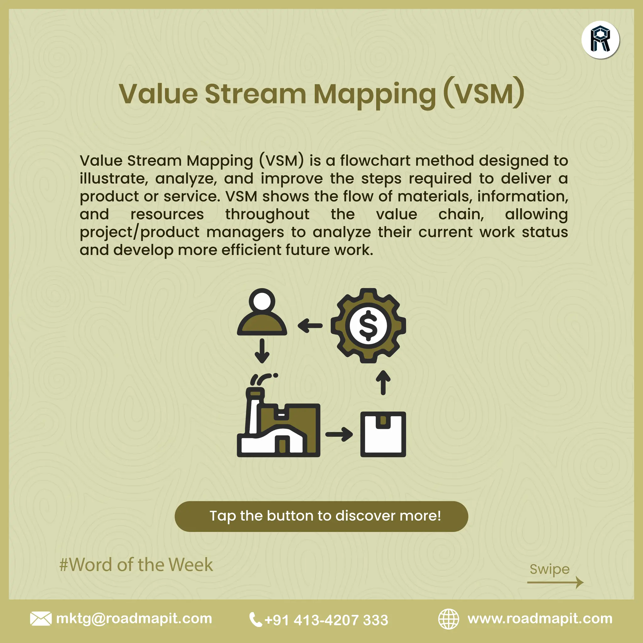 Value Stream Mapping (VSM) - Word of the Week |Roadmap IT Solutions | PDF