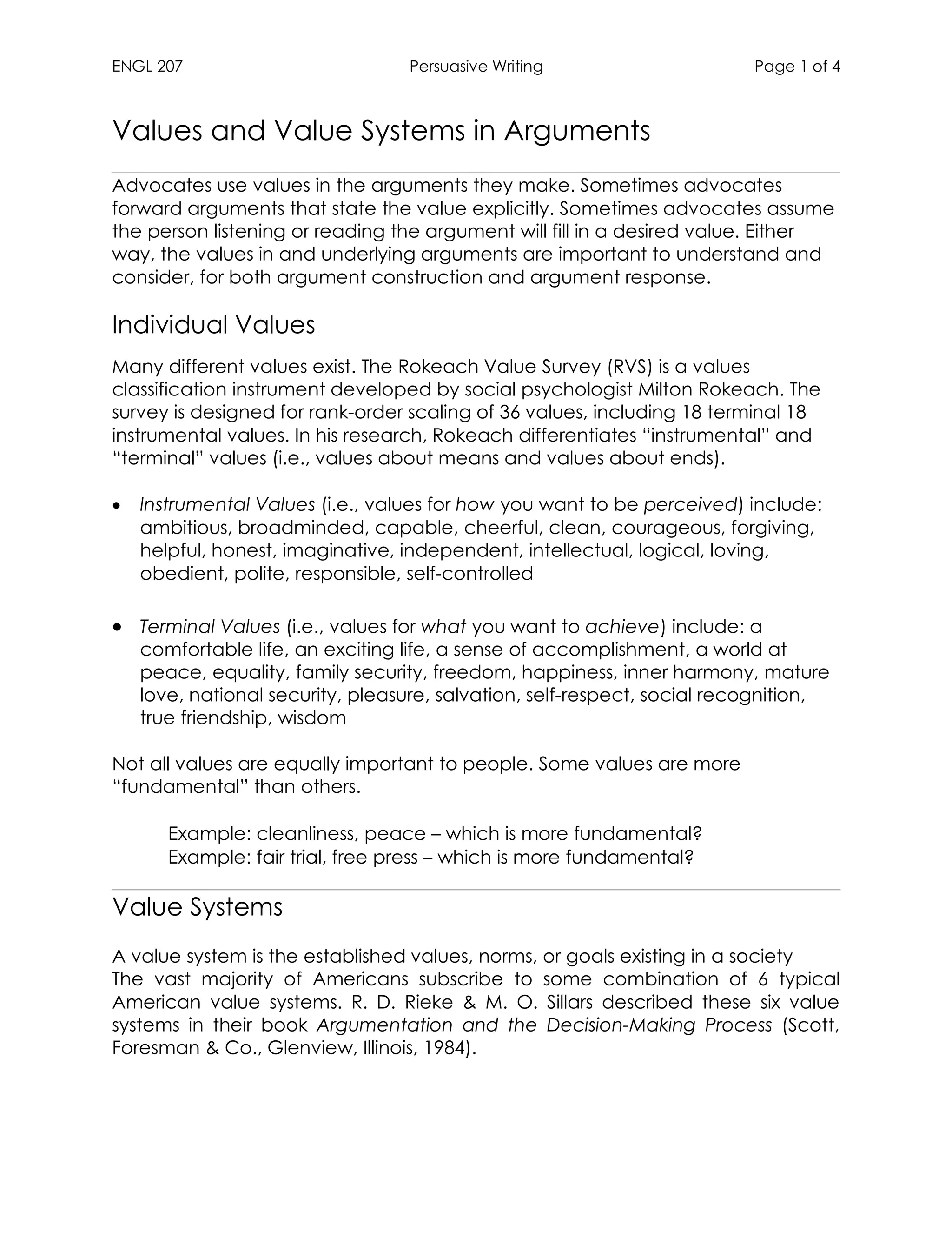 Values & Value Systems Final | PDF