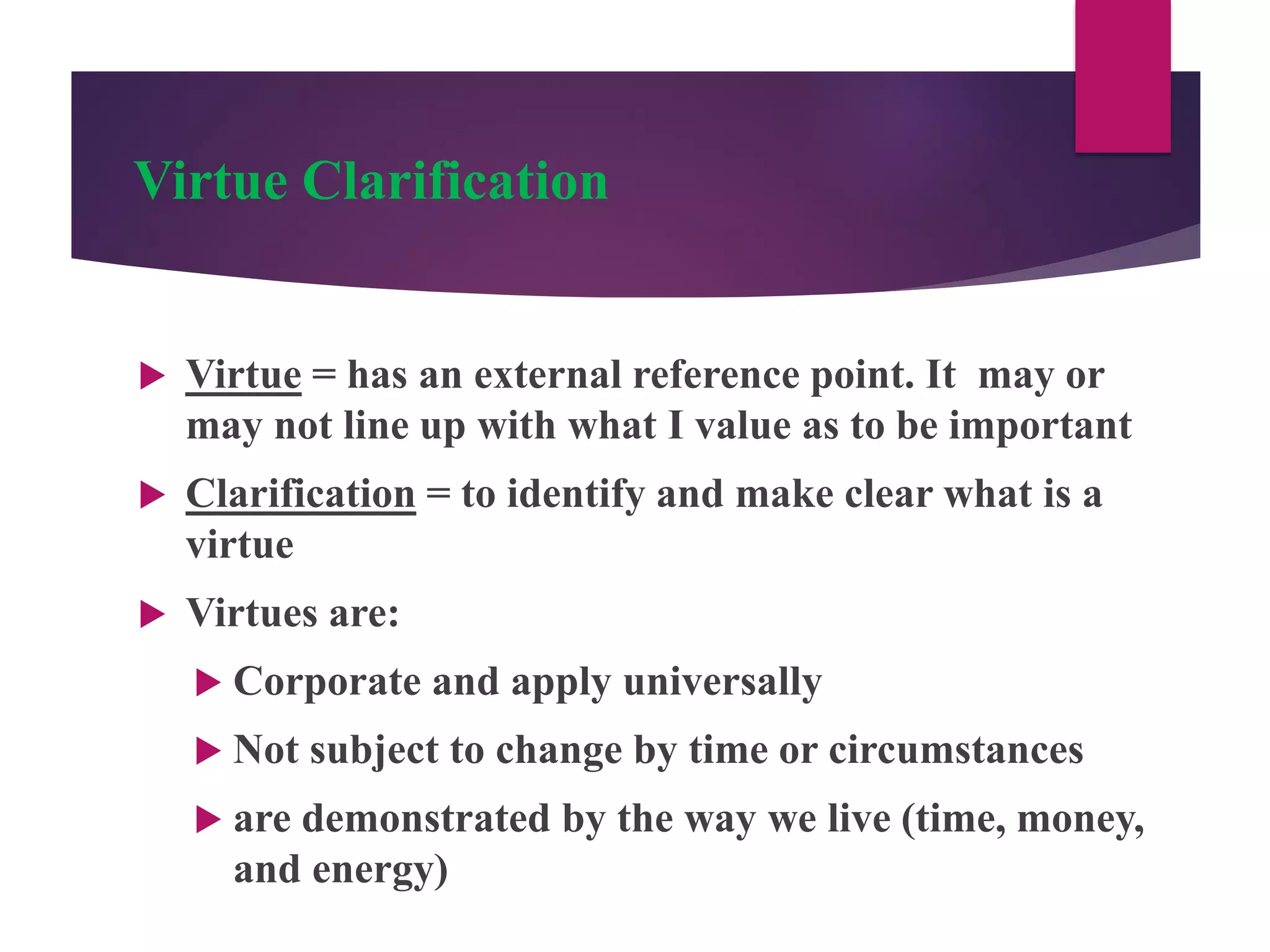 Values virtue clarification | PDF