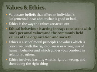 Value system & ethics | PPTX