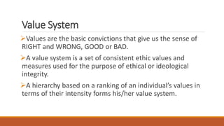 Value system, team, group work in Professional Practices | PDF