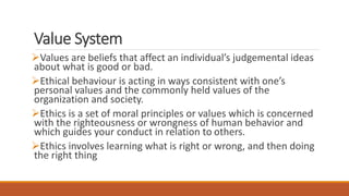 Value system, team, group work in Professional Practices | PDF