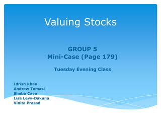 Valuing stocks | PPTX | Stocks and Bonds | Personal Investing