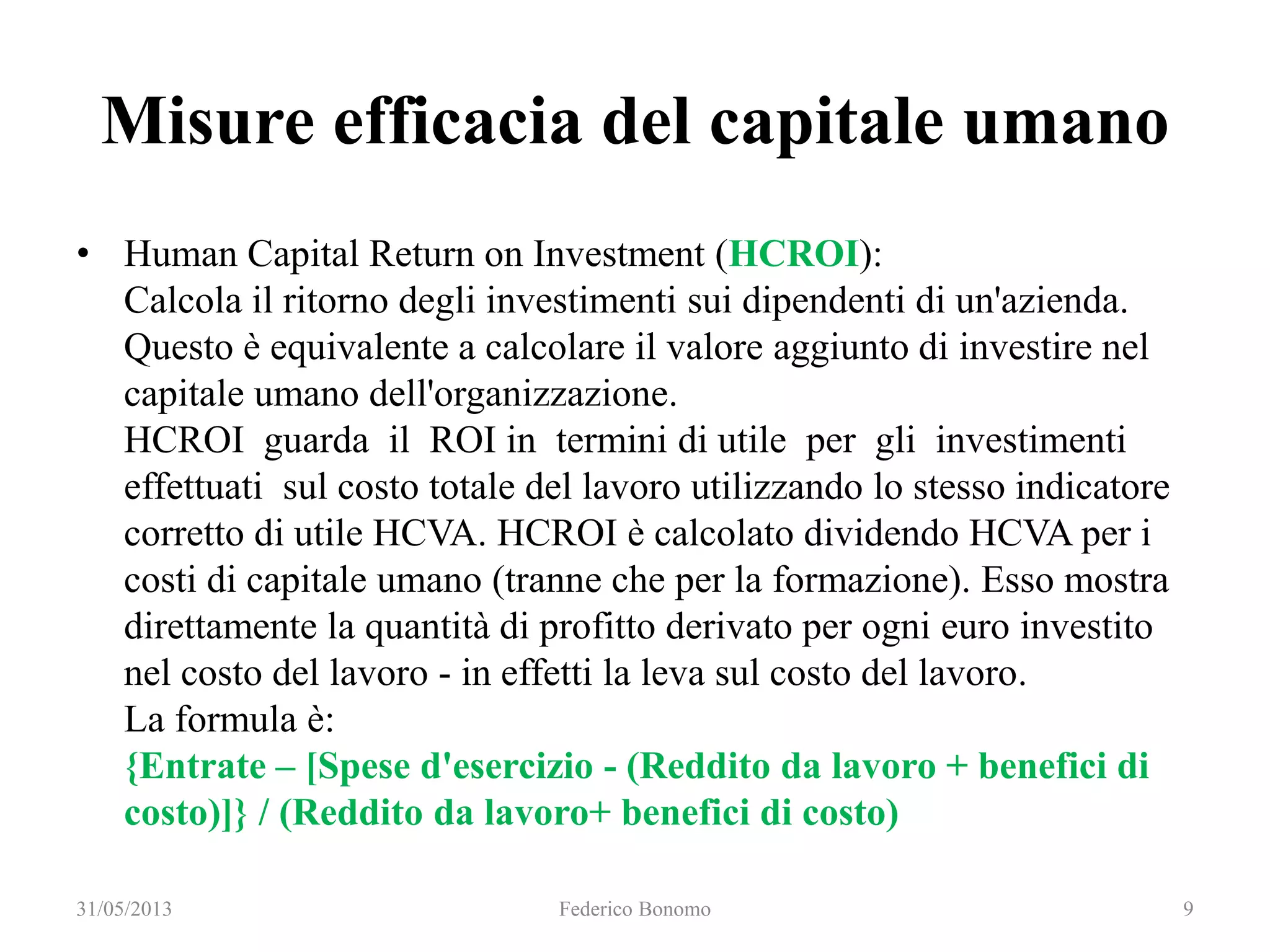 Valutazione del capitale umano | PPTX