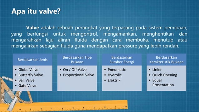 Valve Part 1 - Berdasarkan Jenis dan Tipe Bukaan | PPTX