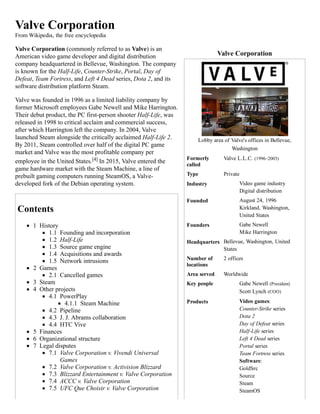 Valve corporation wikipedia | PDF