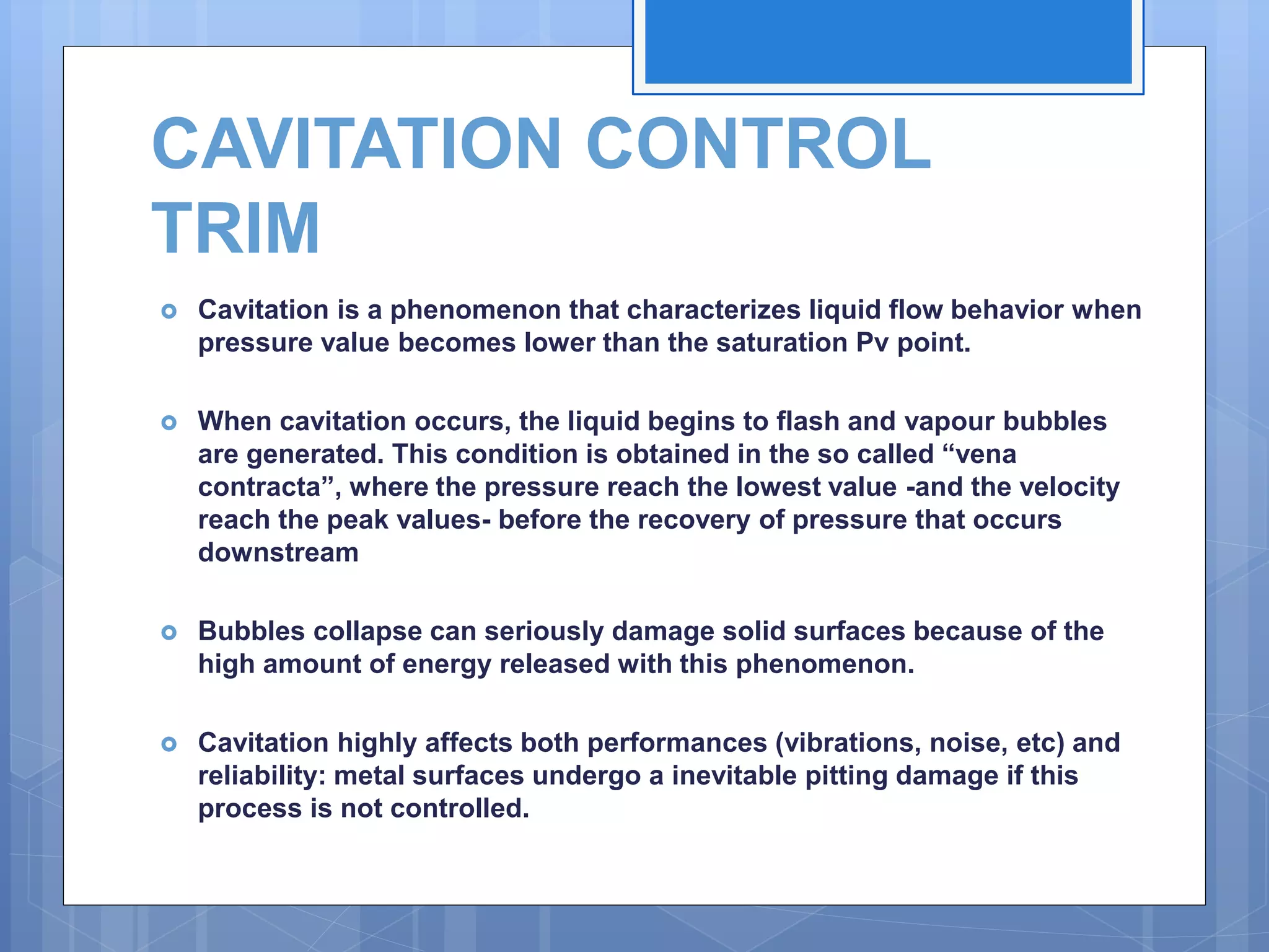 Design and analysis of control valve with a multi stage anti cavitation ...