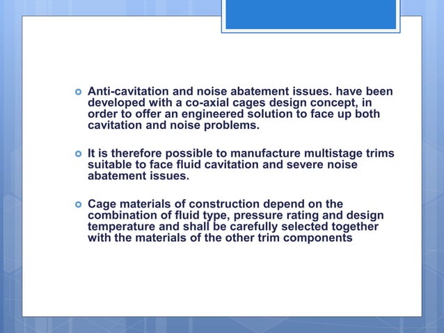 Design and analysis of control valve with a multi stage anti cavitation ...