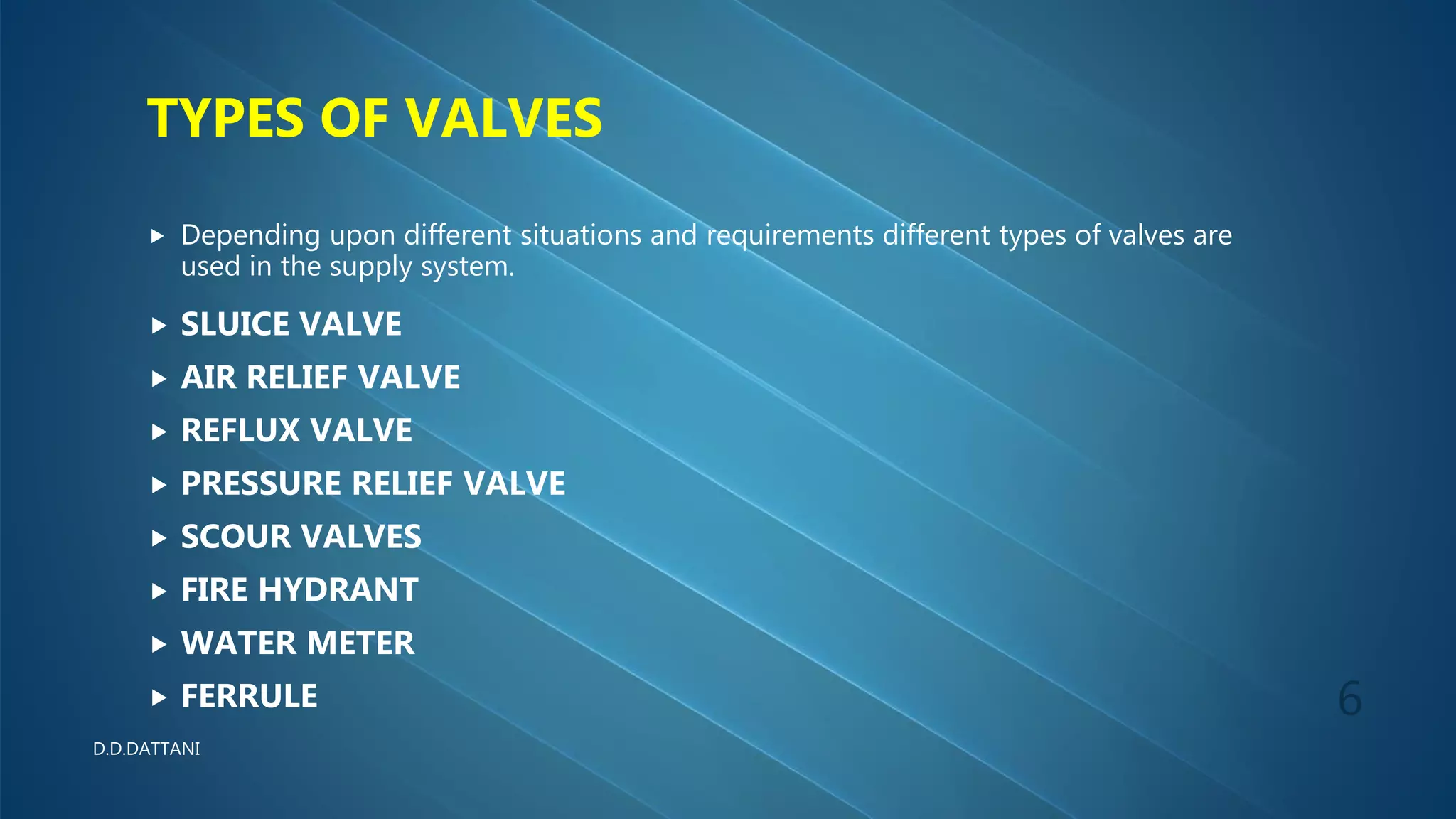 Valves & Fittings WS&SE DIPLOMA ENGINEERING | PPTX