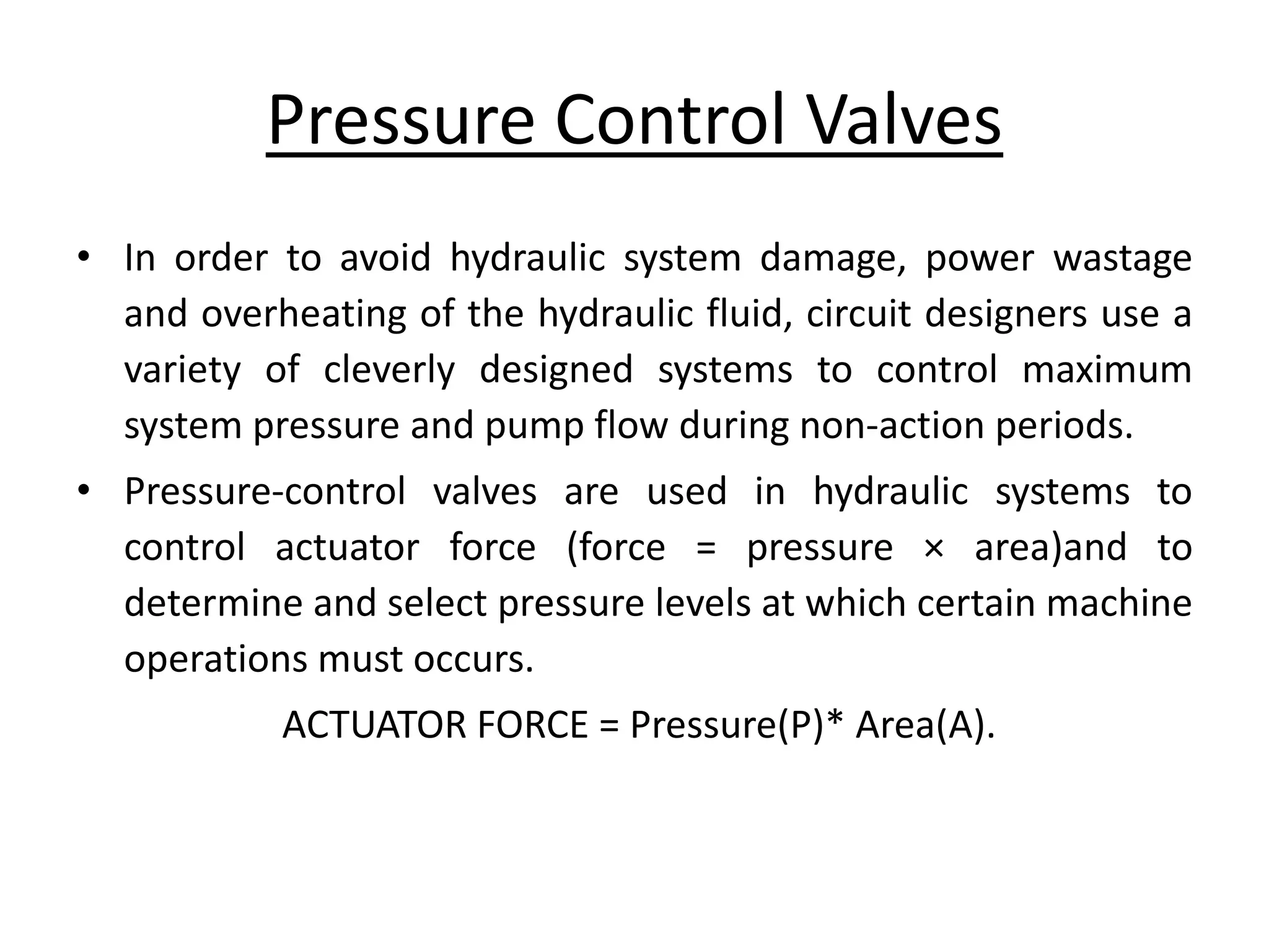 Valves in Mechatronics , Pressure control valves.pptx