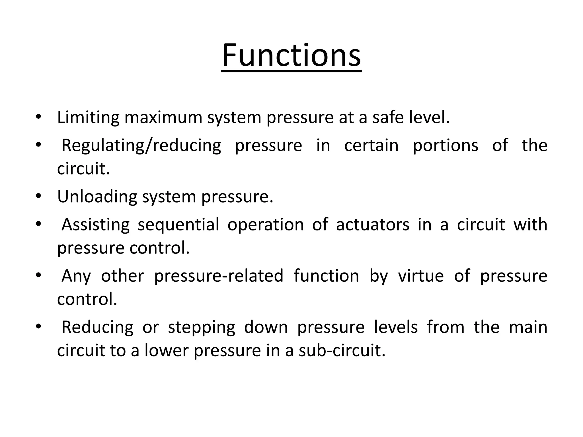 Valves in Mechatronics , Pressure control valves.pptx