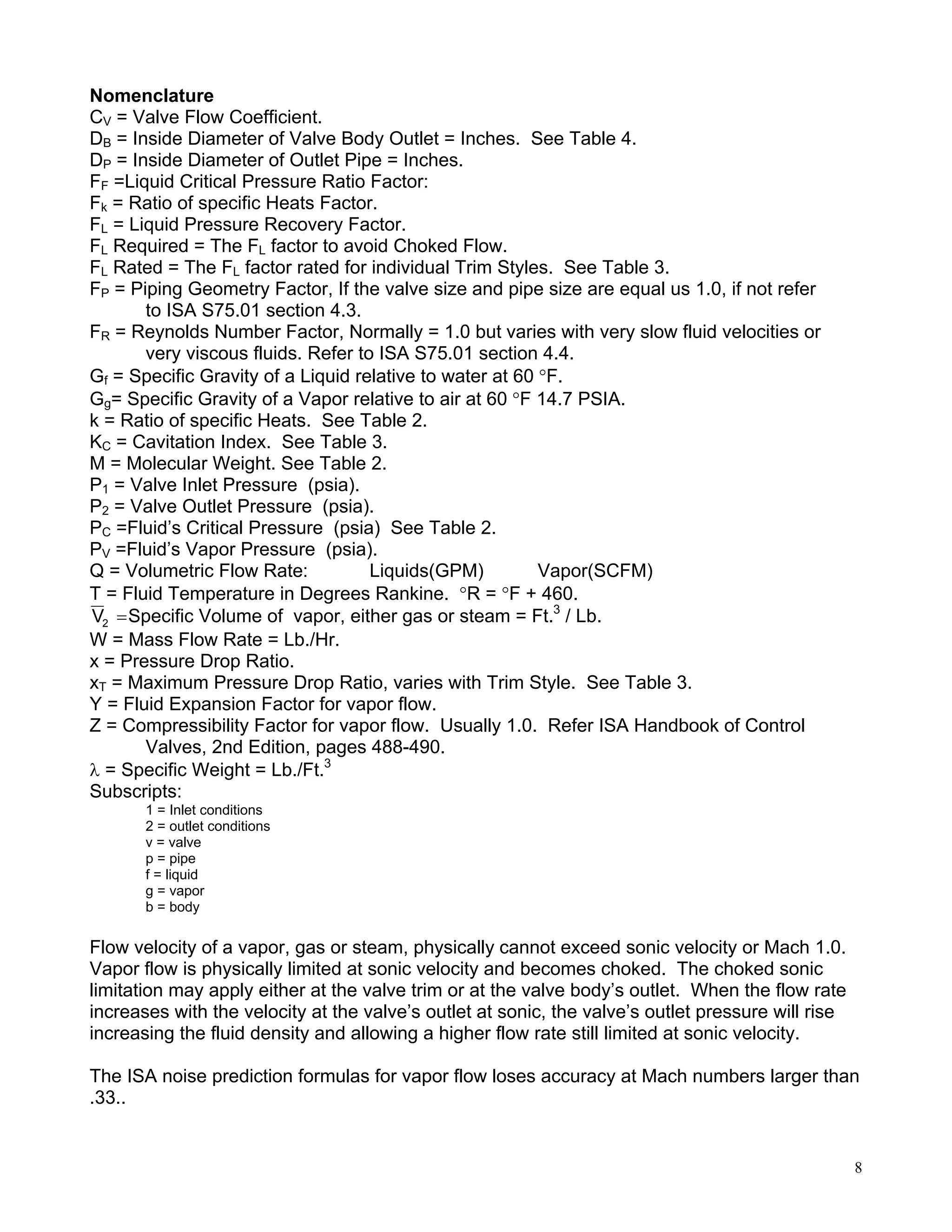 Valve sizing reference | PDF