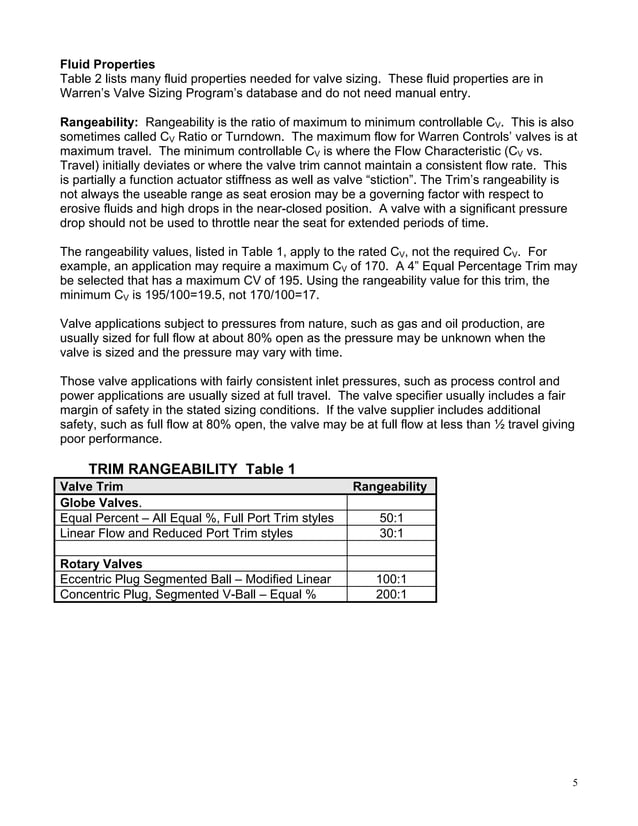 Valve sizing reference | PDF