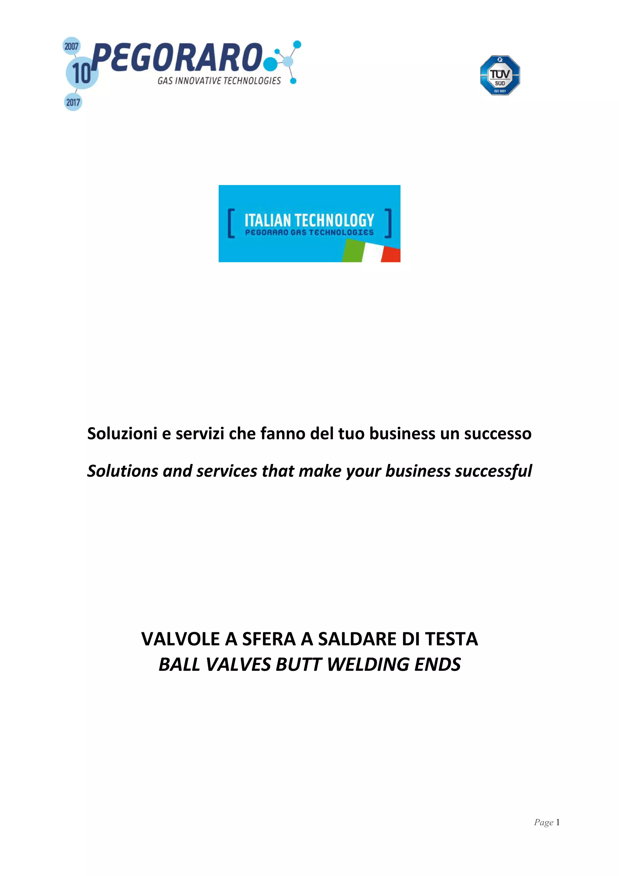 Valvole a saldare di testa - Ball valves butt welding ends | PDF