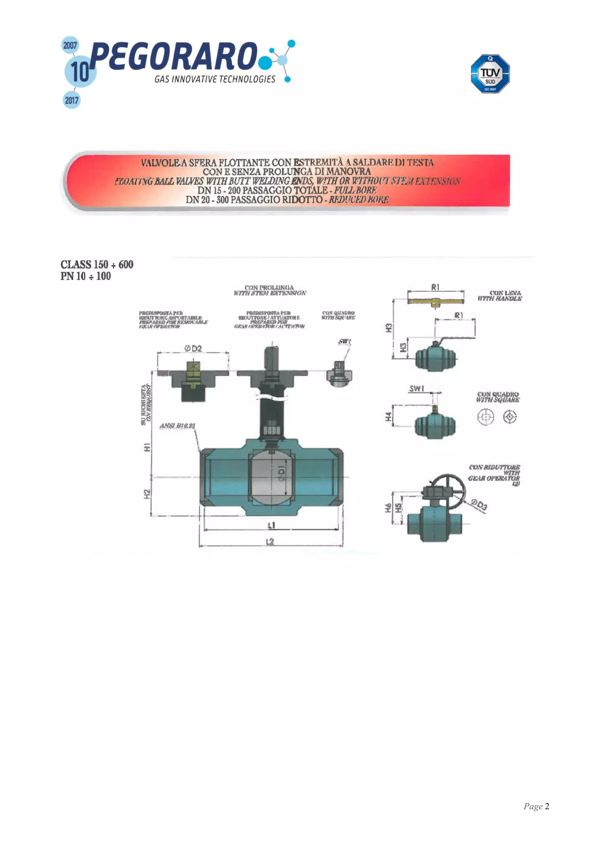 Valvole a saldare di testa - Ball valves butt welding ends | PDF