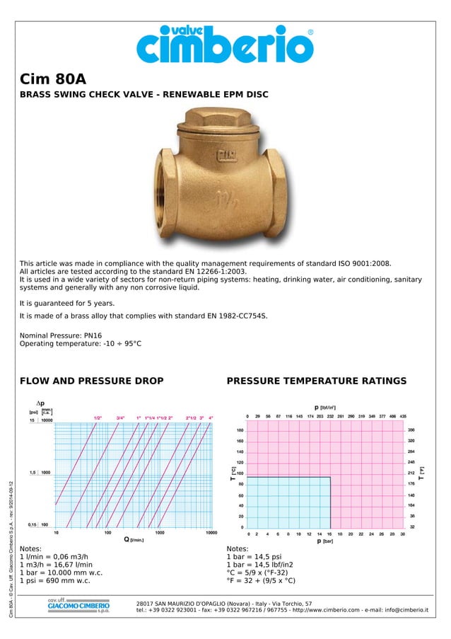 Valvula check swing cim80a | PDF