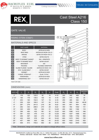 Valvula compuerta acero carbono bridada v-a 150 lbs rex | PDF