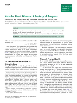 Valvular Heart Disease A Century Of Progress | PDF