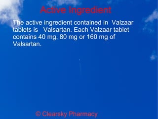 Valzaar (Valsartan Tablets) | ODP