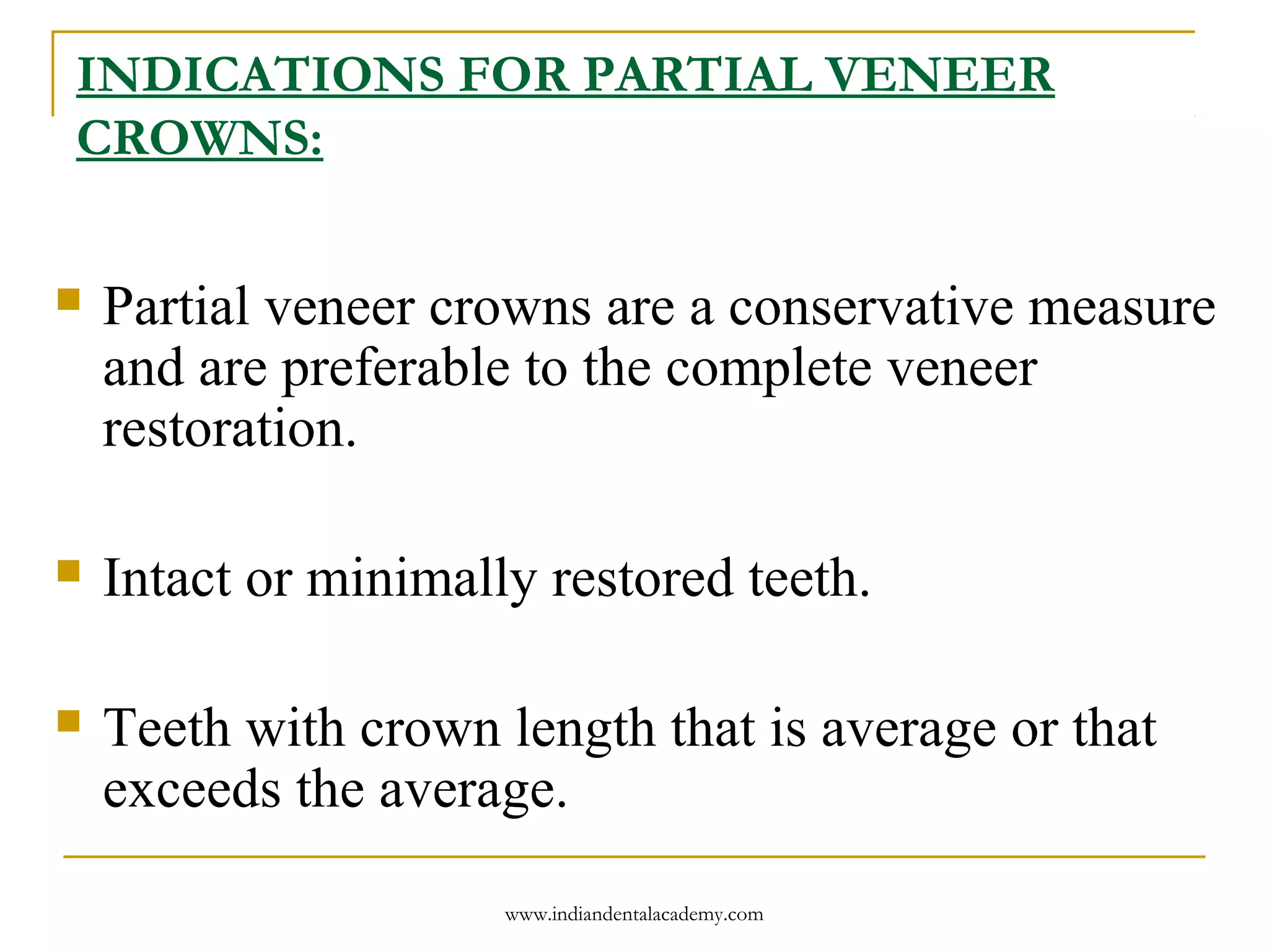 partial veneer crowns /certified fixed orthodontic courses by Indian ...