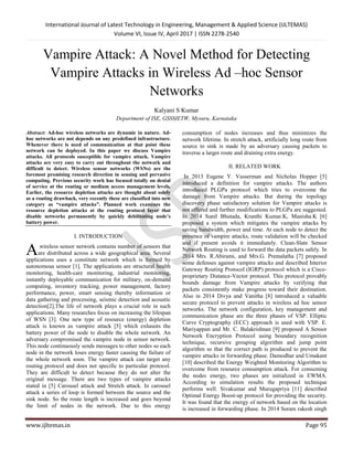 Vampire attack a novel method for detecting vampire attacks in wireless ad –hoc sensor networks ...