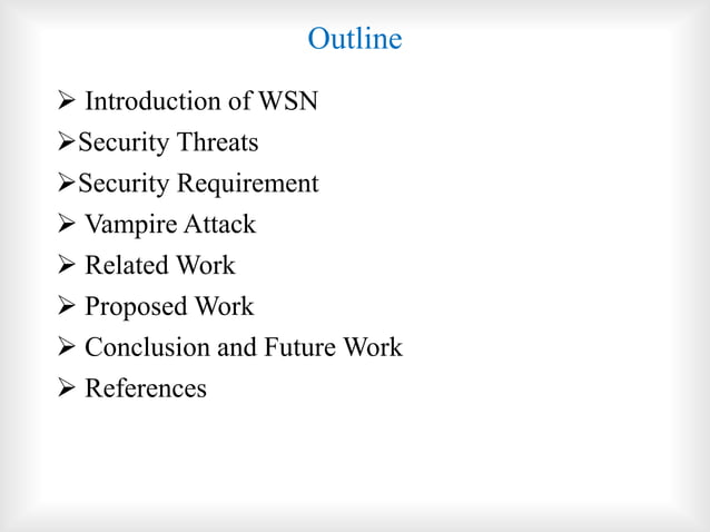 Vampire attack in wsn | PPT