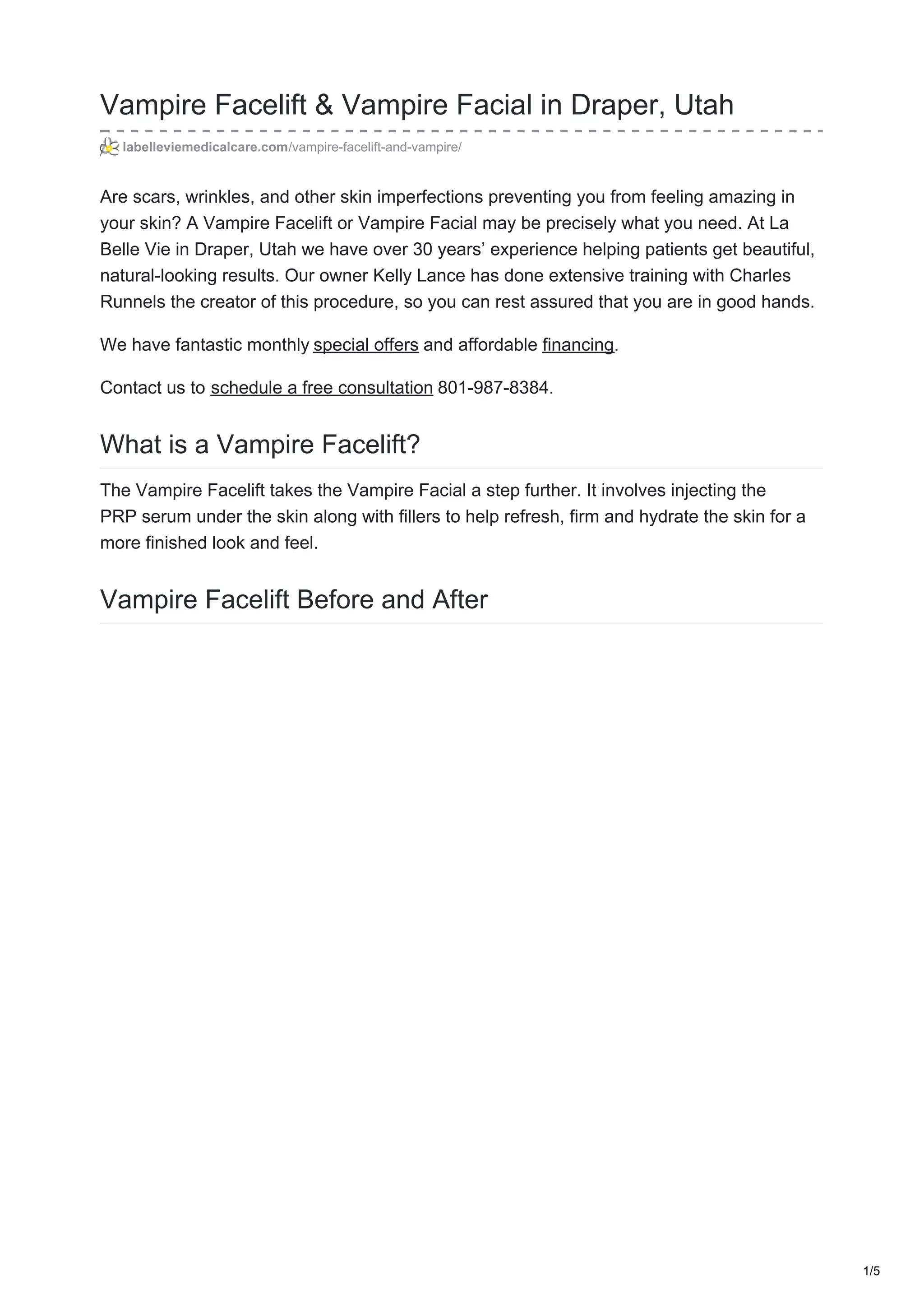 Vampire facelift and vampire facial in draper utah | PDF