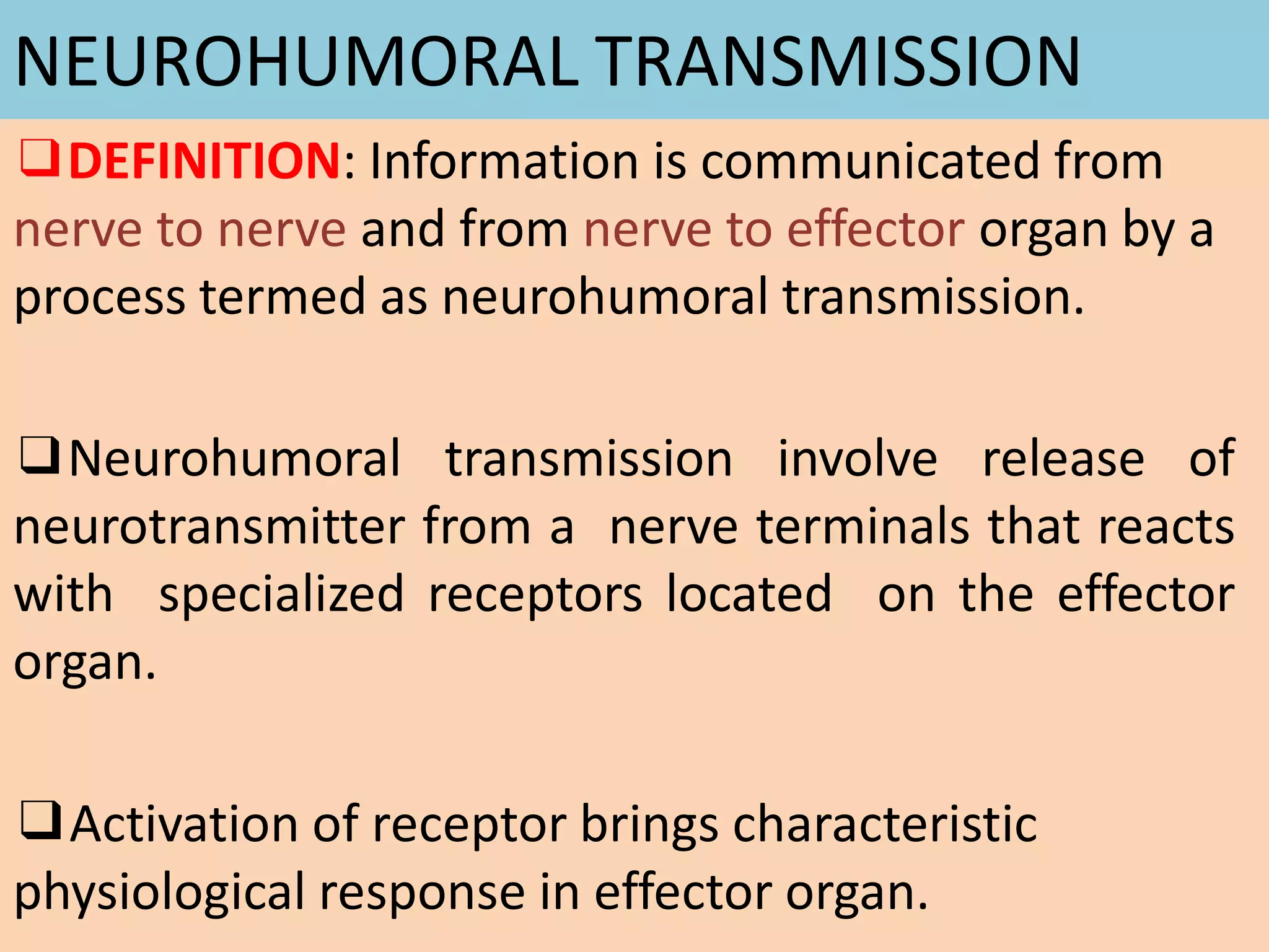 Neurohumoral transmission in ANS ( autonomic nervous system) updated | PPTX