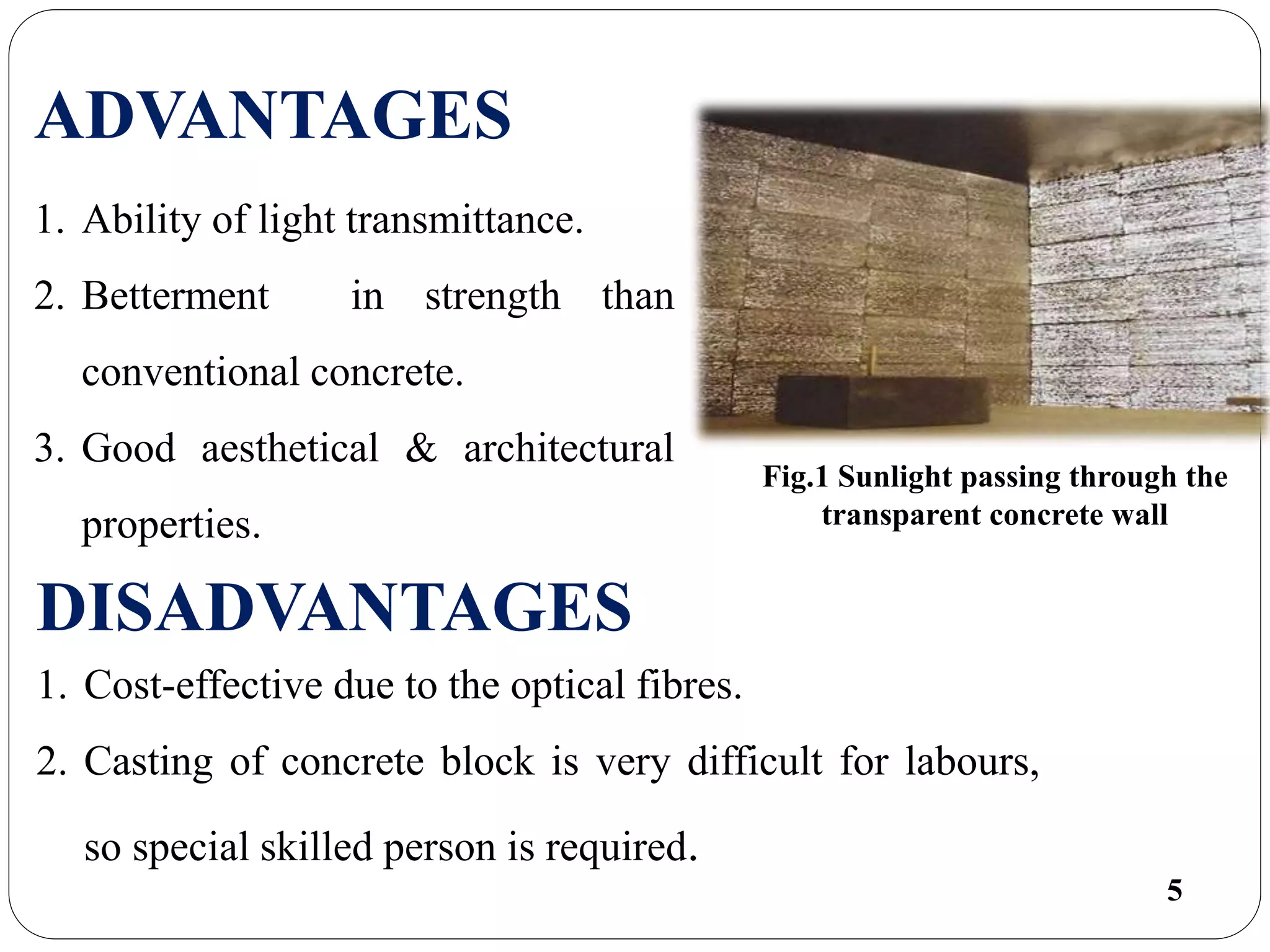 LIGHT TRANSMITTING CONCRETE | PPTX