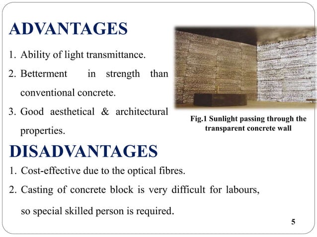 LIGHT TRANSMITTING CONCRETE | PPTX | Civil Engineering Industry ...