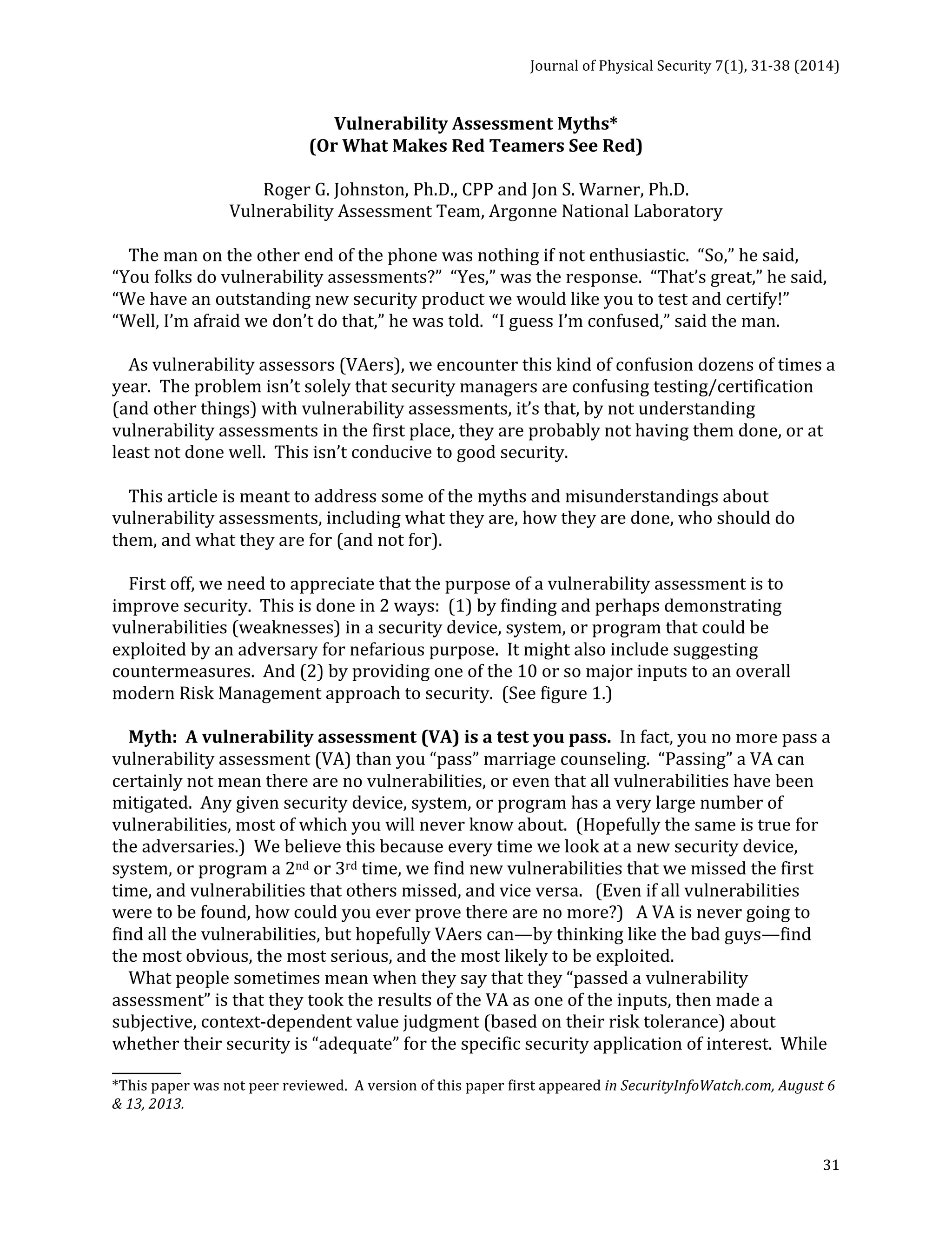 Vulnerability Assessment Myths | PDF