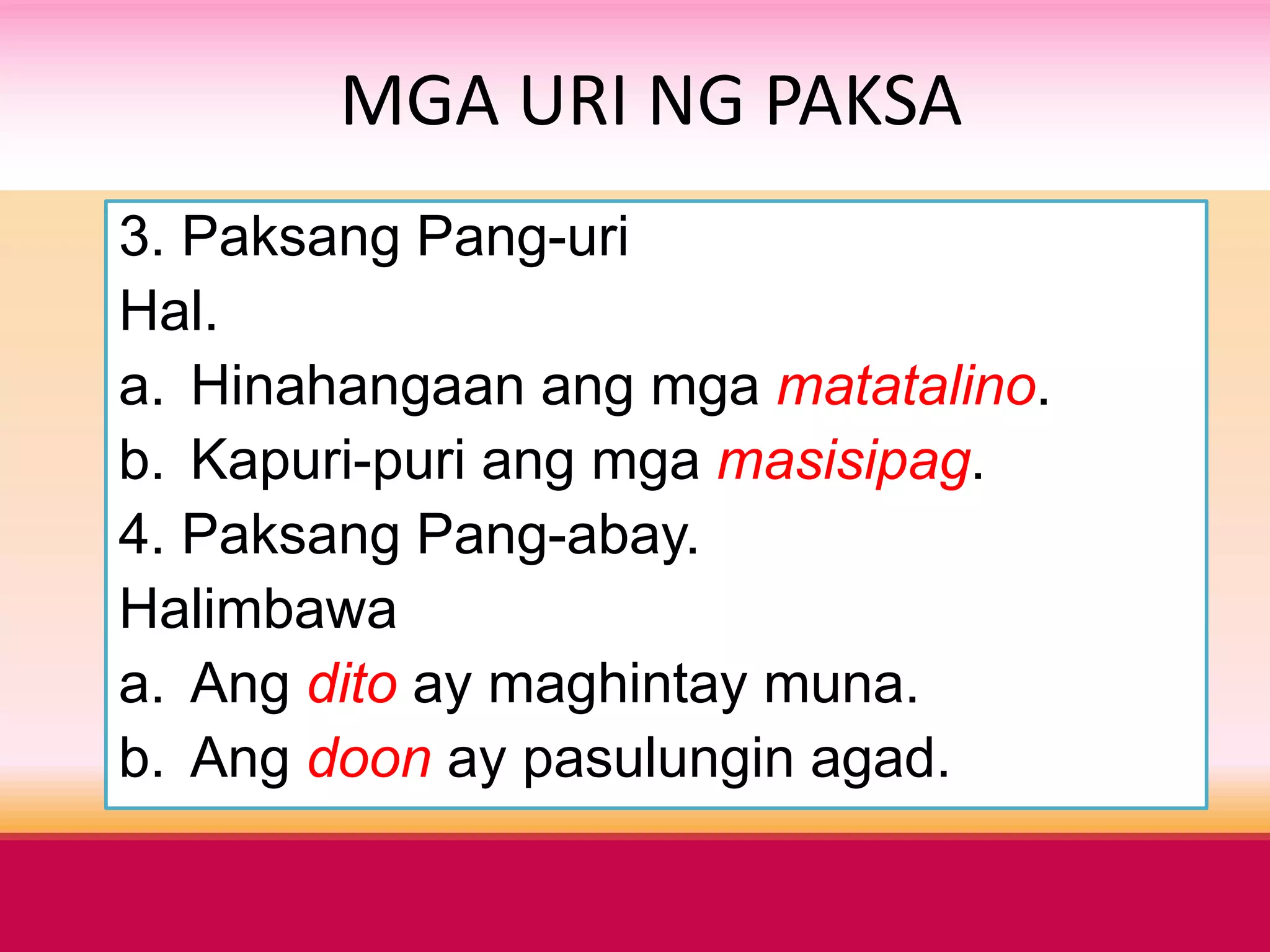 Bahagi, Ayos at Kayarian ng Pangungusap | PPTX