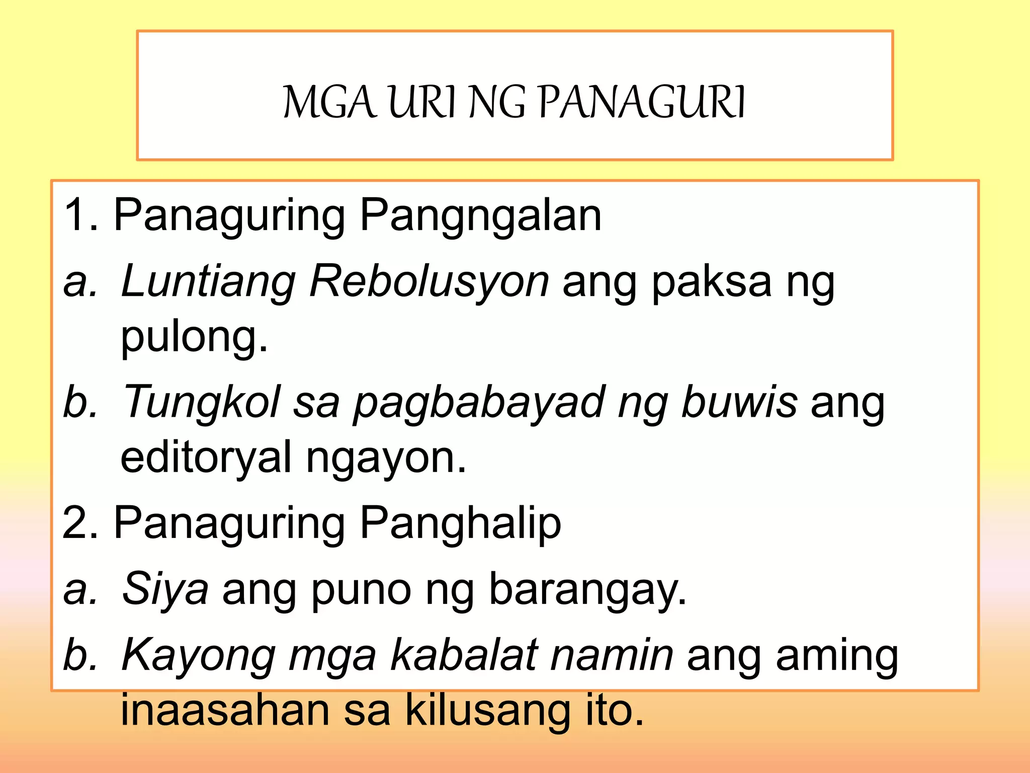Bahagi, Ayos at Kayarian ng Pangungusap | PPTX