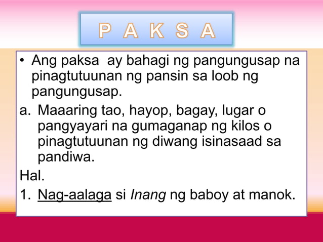 Bahagi, Ayos at Kayarian ng Pangungusap | PPTX