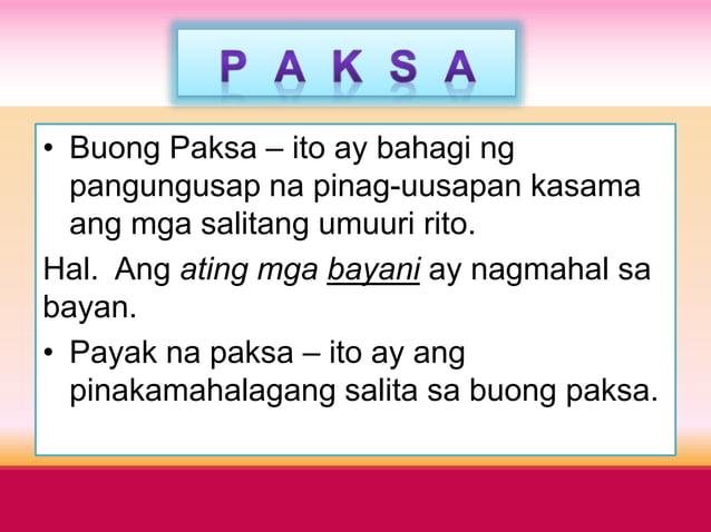 Bahagi, Ayos at Kayarian ng Pangungusap | PPTX