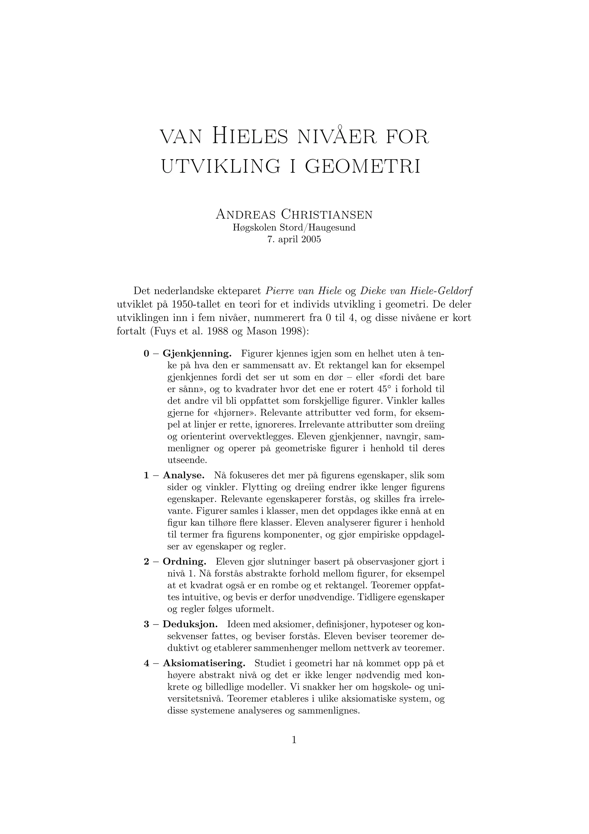 Van Hiele | PDF