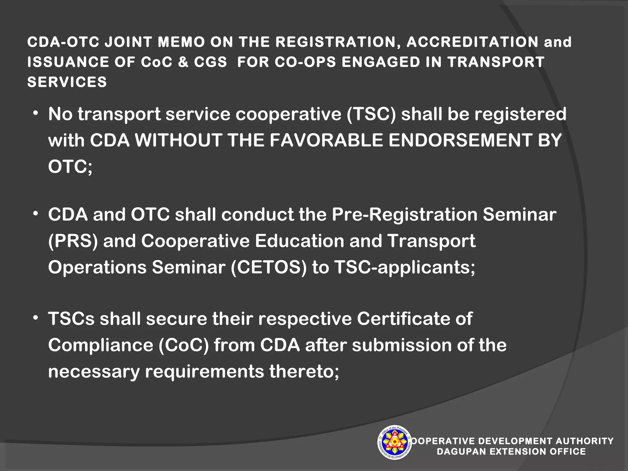 OTC CDA Joint Memo | PPT